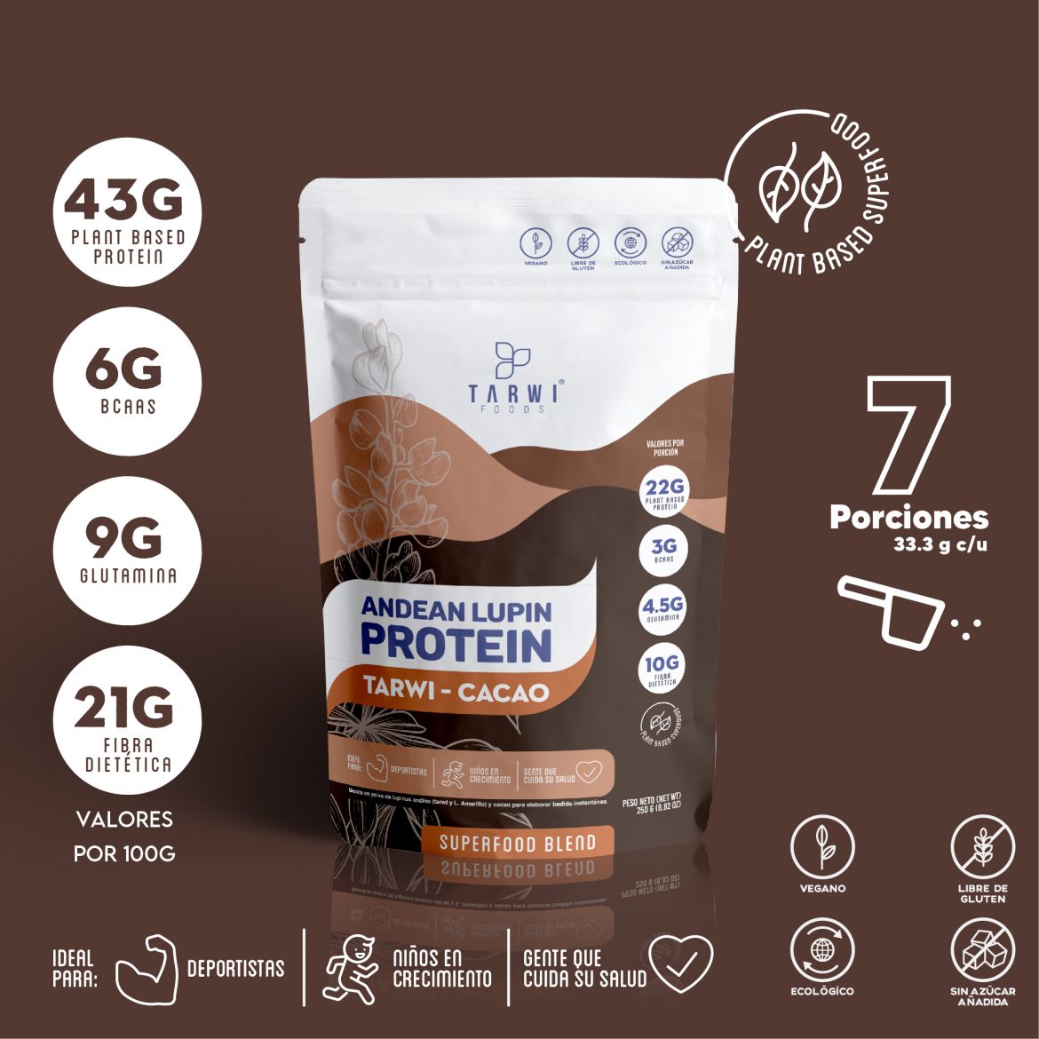 Blend Protéico Tarwi-Cacao 250g – Tarwi Foods